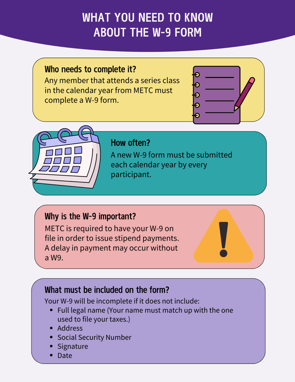 Series Classes, Make Up Policies, and W9 Form Submission - Helen Miller ...